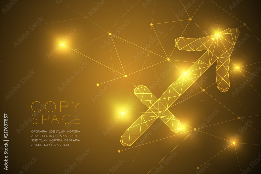 Sagittarius Zodiac sign wireframe Polygon frame structure, Fortune ...