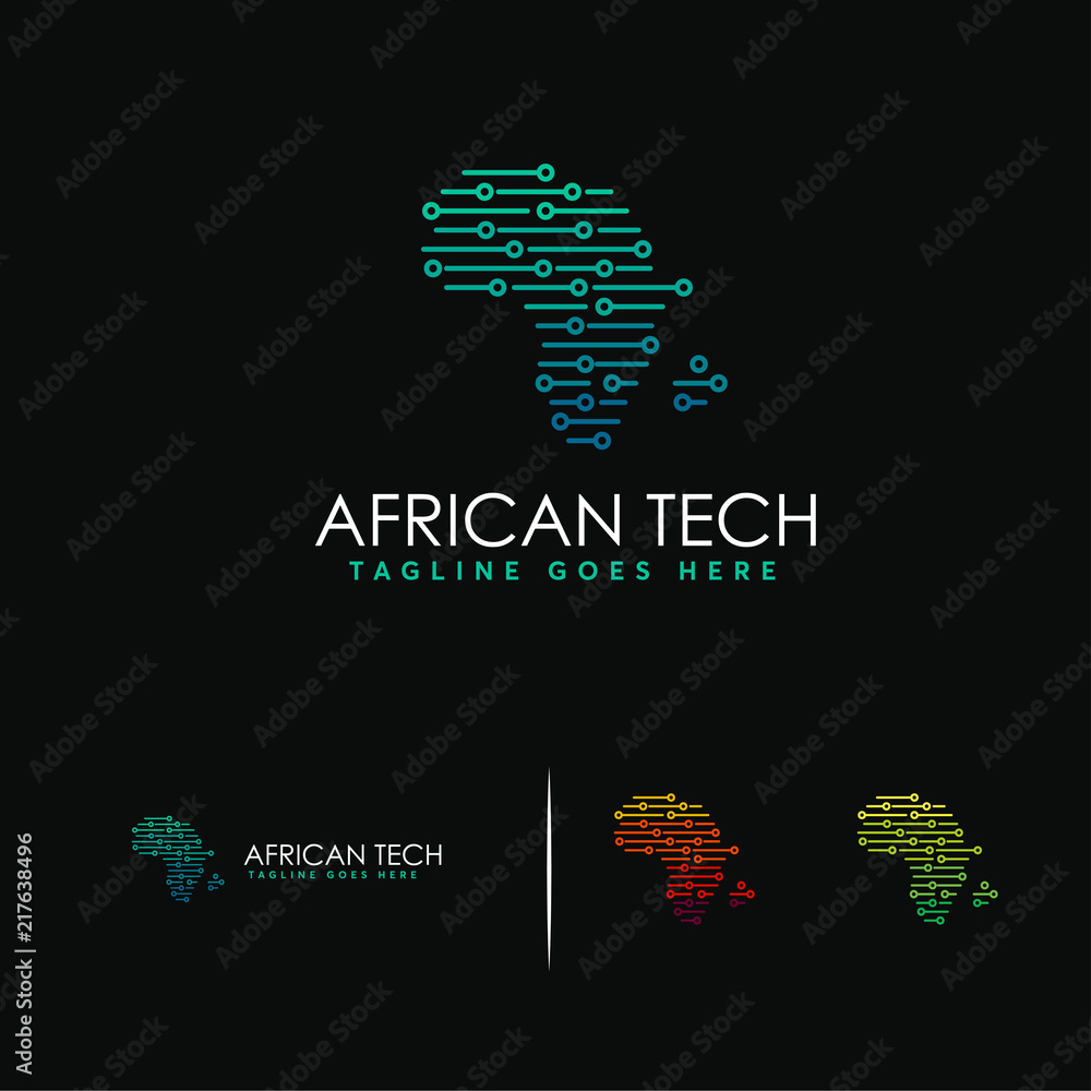 African Technology Logo in dark background, vector illustration ...