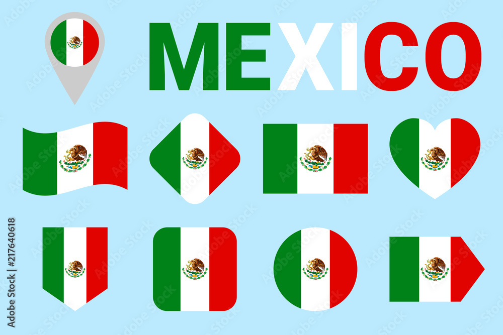 Mexico flag vector set. Mexican flags collection. Web, sports pages ...