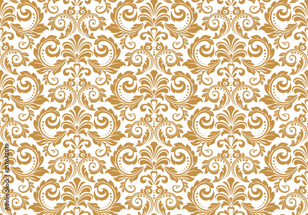 Wallpaper in the style of Baroque. Seamless vector background. White ...
