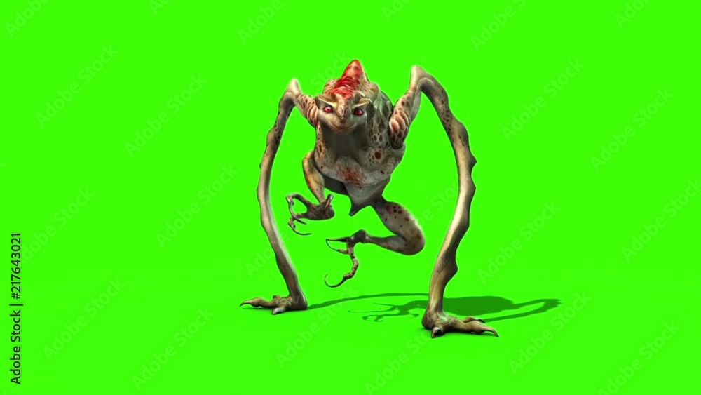 Monster Alien long Static Loop 3D Animation Green Screen Stock Video ...