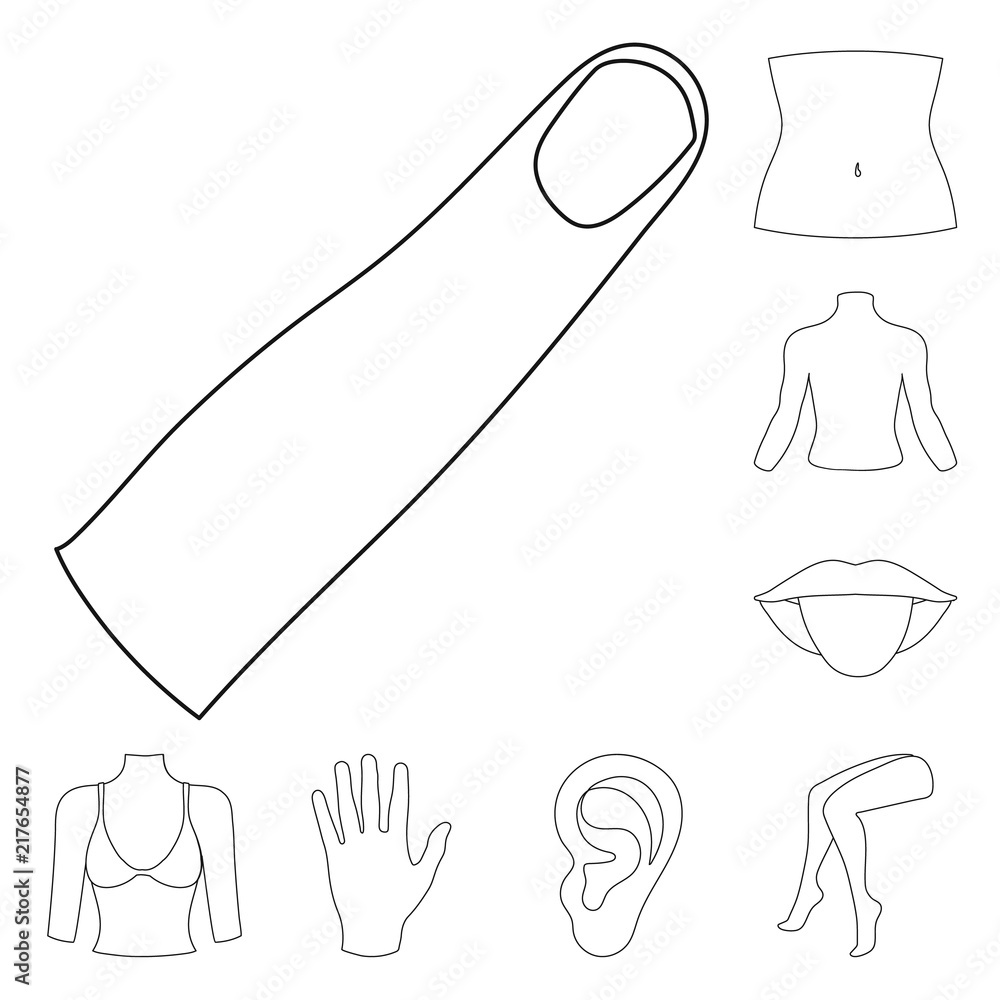 Part of the body, limb outline icons in set collection for design ...