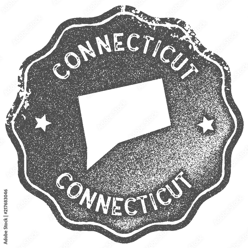 Connecticut map vintage stamp. Retro style handmade label, badge or ...