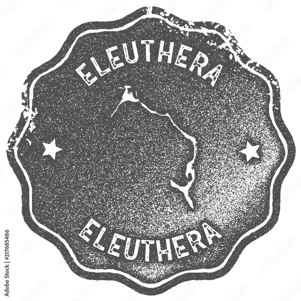 Eleuthera map vintage stamp. Retro style handmade label, badge or ...