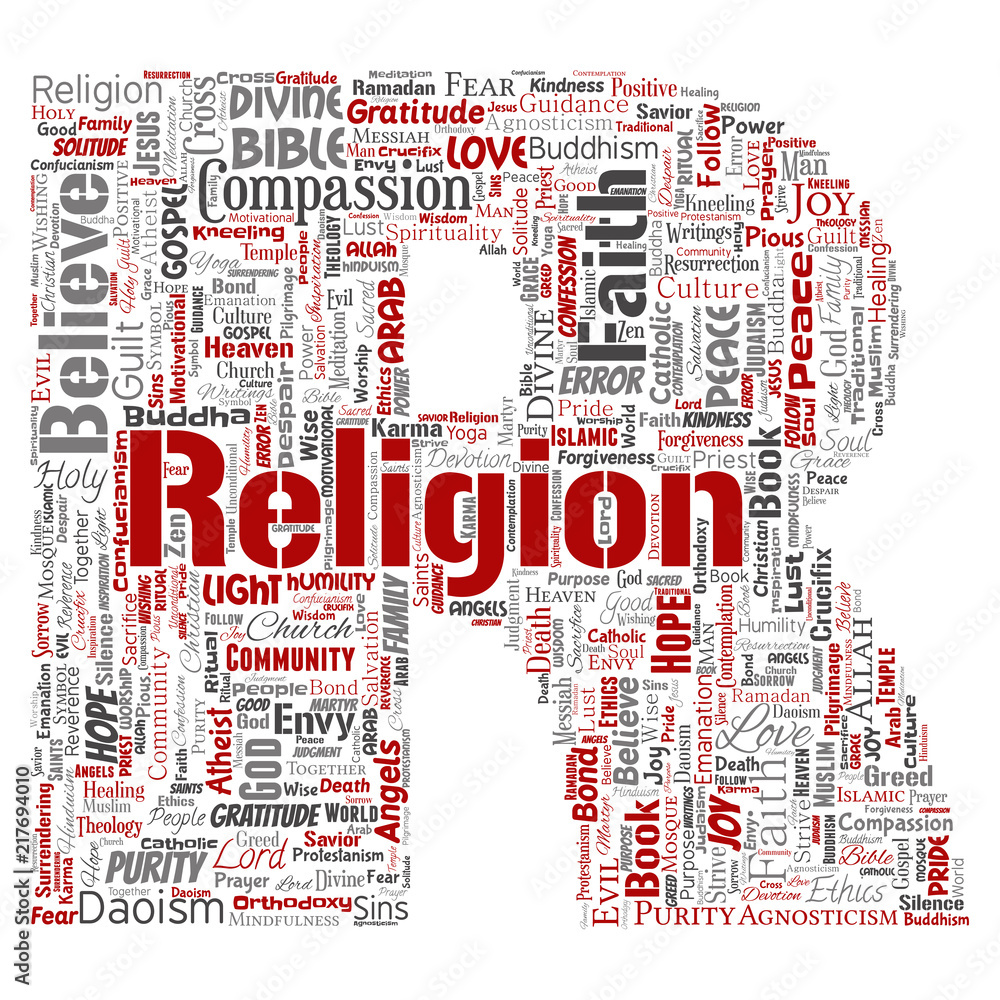 Vector conceptual religion, god, faith, spirituality letter font R red ...