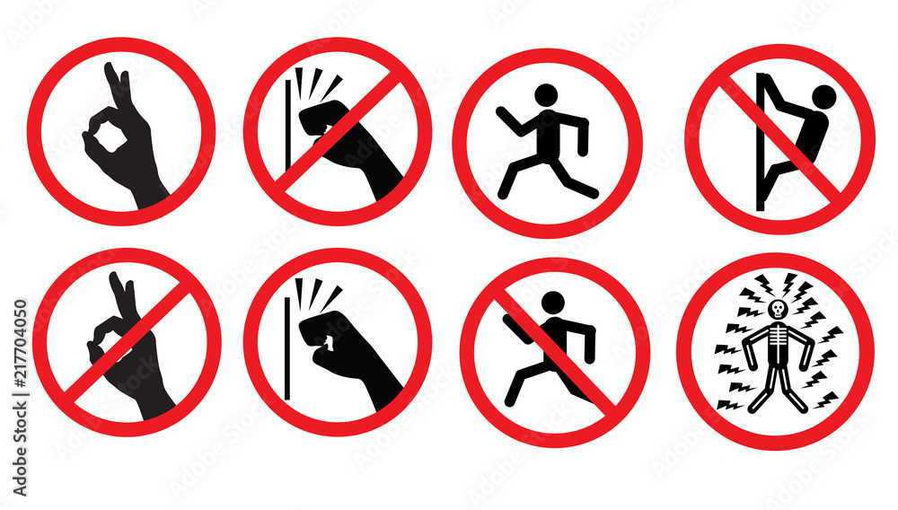 Stockillustratie Ok Not Ok Please Knock The Room First Do Not Knock The Room Do Not Jump