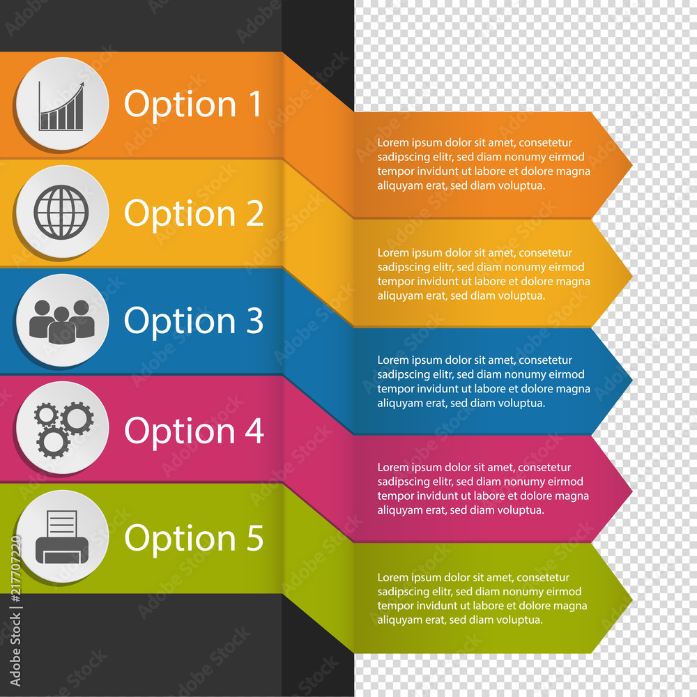 Colorful Infographic Business Buttons - Chart, World, People, Gears ...
