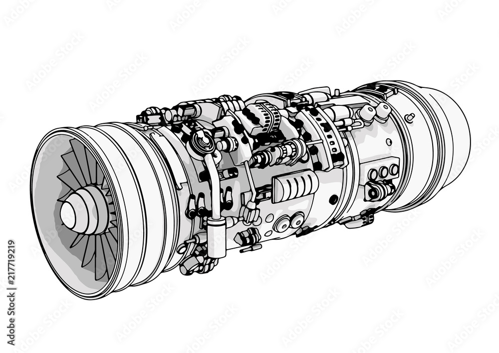 sketch of aircraft engine vector Stock Vector | Adobe Stock