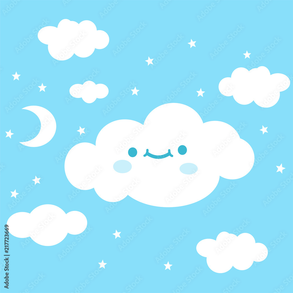 Cute cartoon cloud emotion. Vector illustration. Stock Vector | Adobe Stock