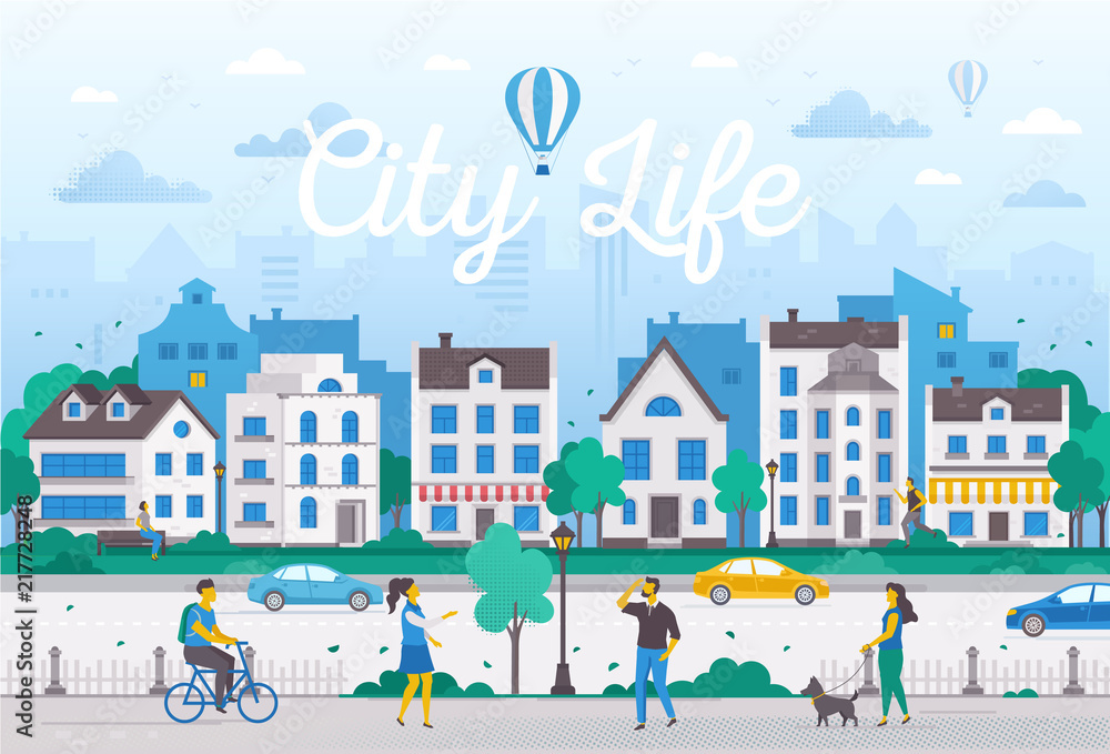 City life - modern flat design style vector illustration Stock Vector ...