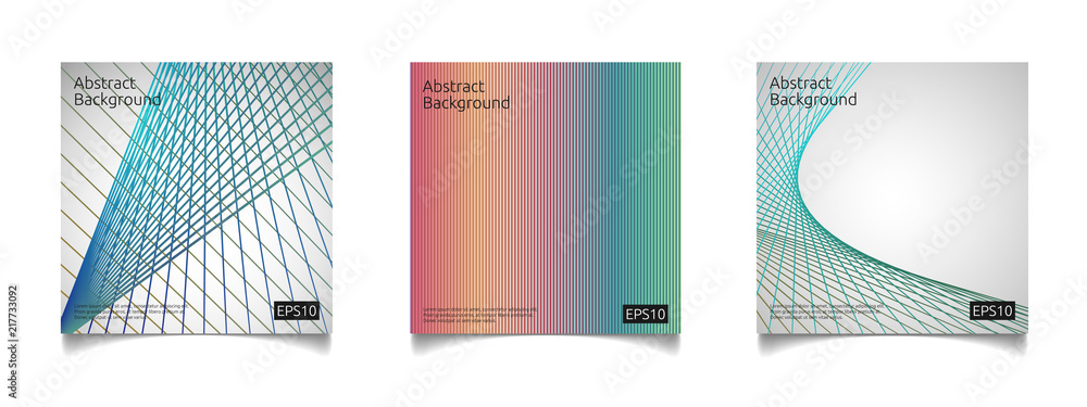 abstract colorful line art cover template with gradient shape ...