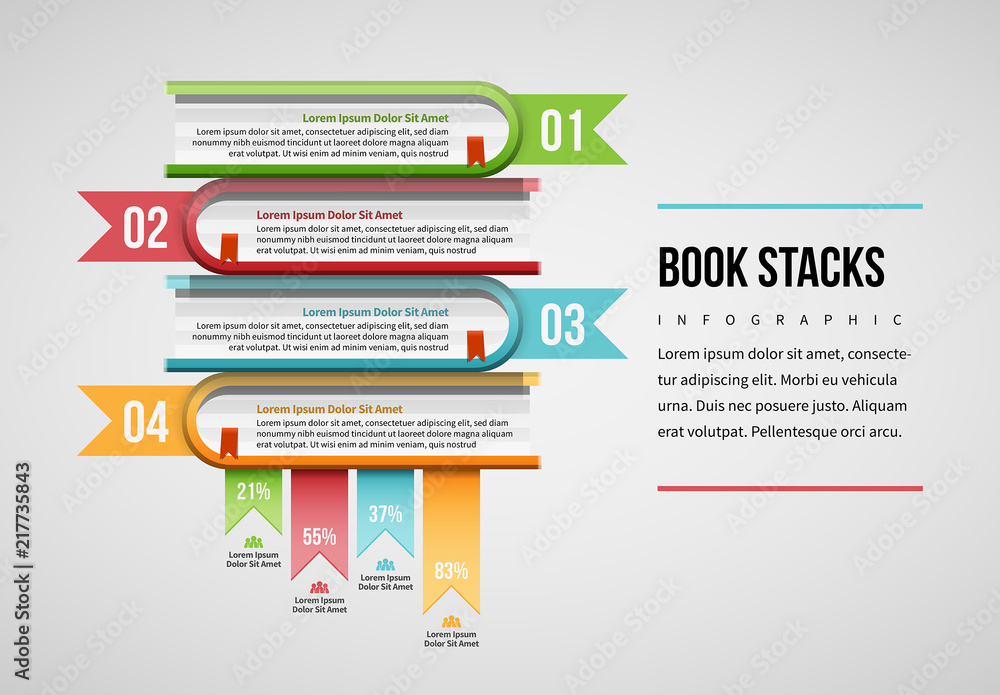 Stacked Books Infographic Layout Stock Template | Adobe Stock