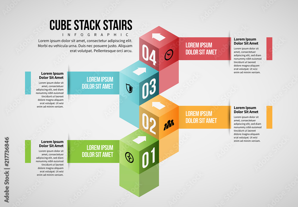 Stacked Cube Stairs Infographic Layout Stock Template | Adobe Stock