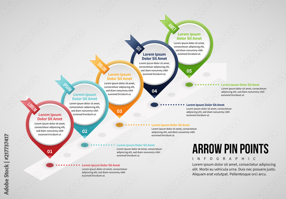 Arrow Pin Points Infographic Layout Stock Template | Adobe Stock