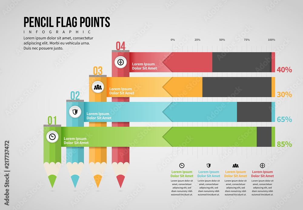 Pencil Flag Points Infographic Layout Stock Template | Adobe Stock