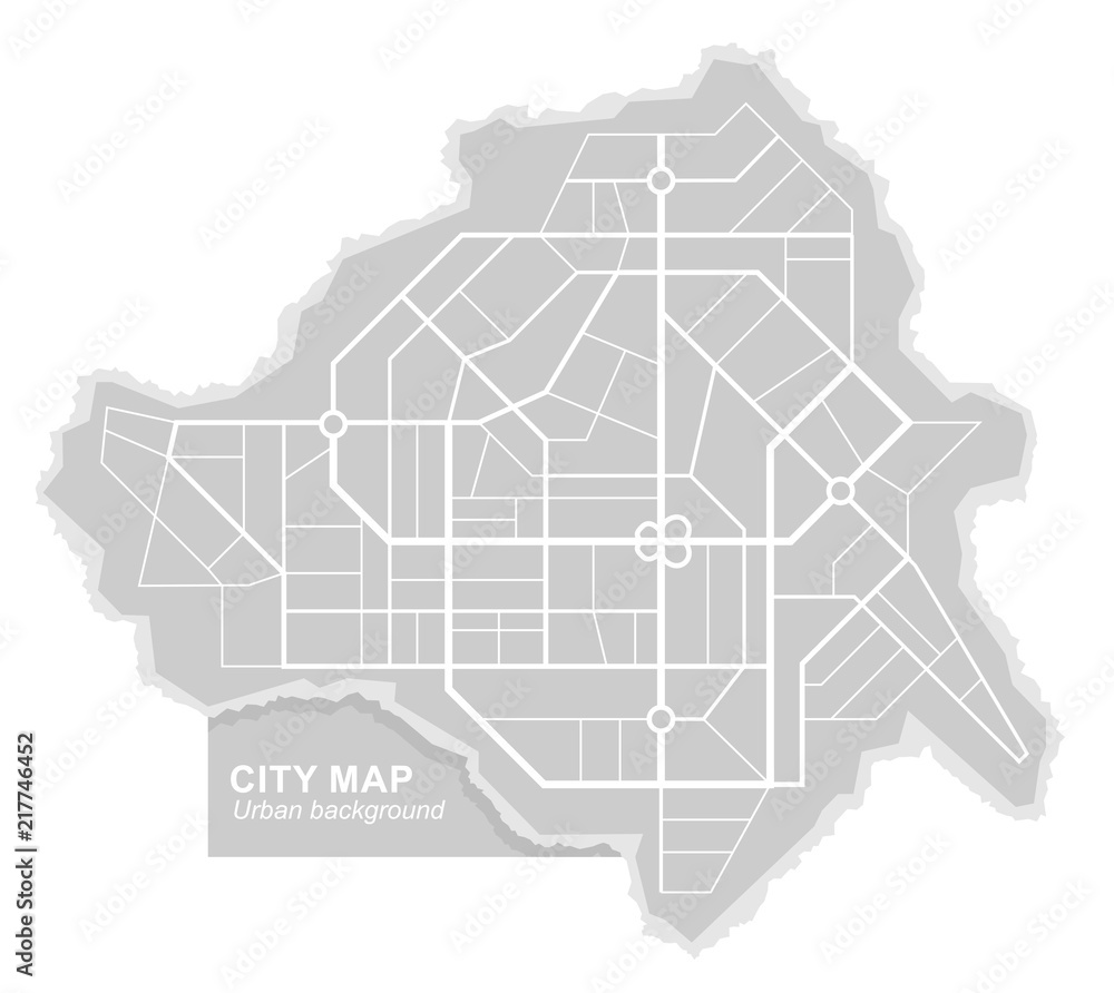 Abstract city map with line scheme of roads. Urban architectural ...