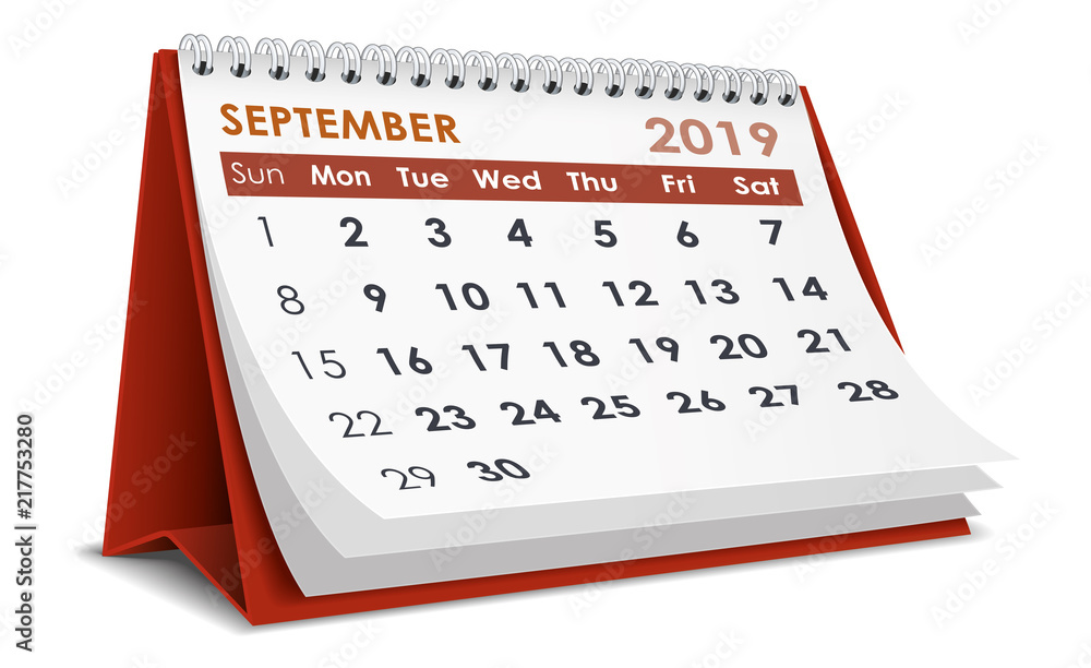 September 2019 calendar vector de Stock | Adobe Stock