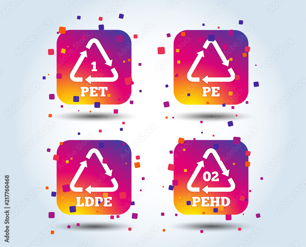 PET, Ld-pe and Hd-pe icons. High-density Polyethylene terephthalate ...