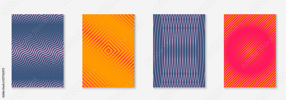 Gradient cover template set. Minimal trendy layout with halftone ...