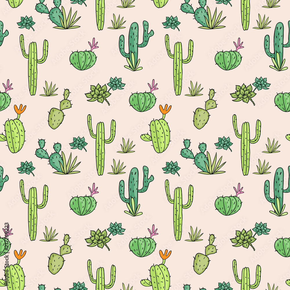 seamless background from graphic vector clipart plant green cactus ...