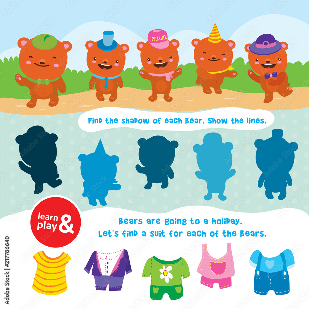bear game. learn and play. Task to find objects for training of logical ...