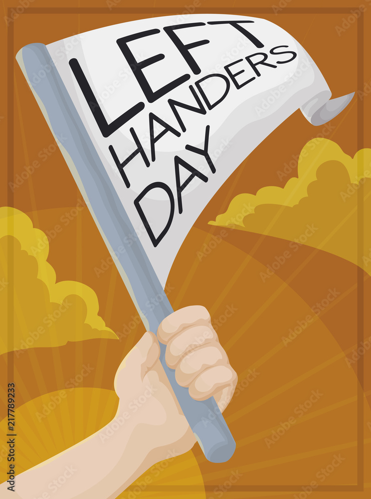 Proud Left Hander Celebrating Left Handers Day in the Sunrise, Vector ...