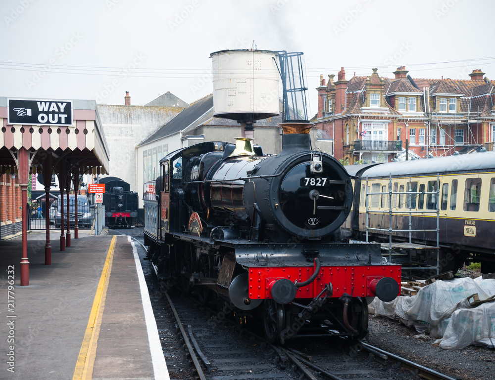 Poster restored British steam locomotive 7827 'Lydham Manor', Paignton ...