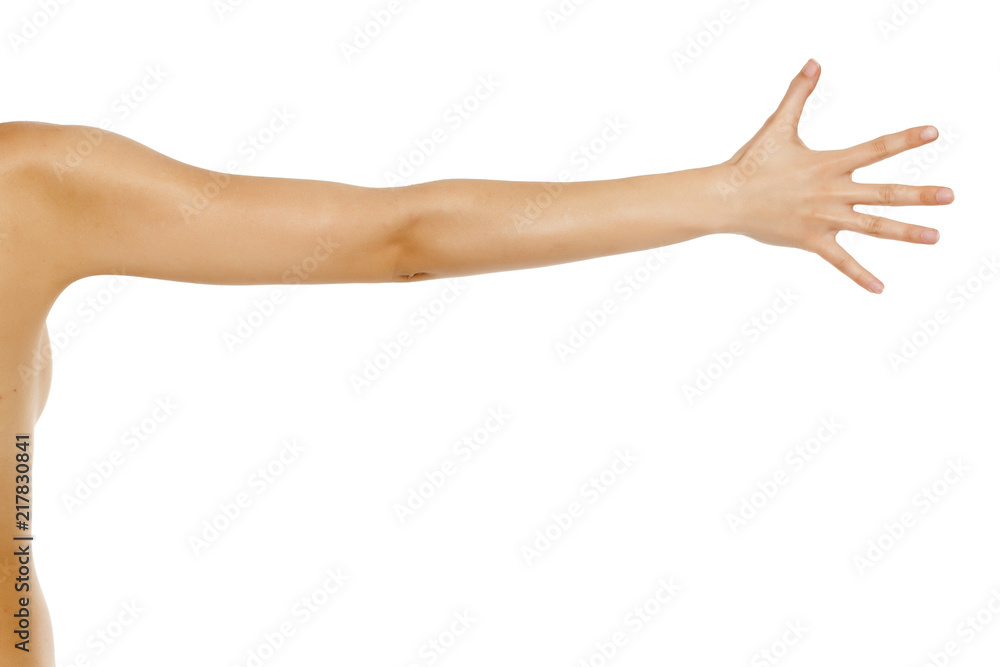 whole female arm on white background Stock Photo | Adobe Stock