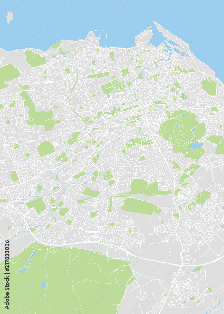 Detailed vector color map of Edinburgh Stock Vector | Adobe Stock