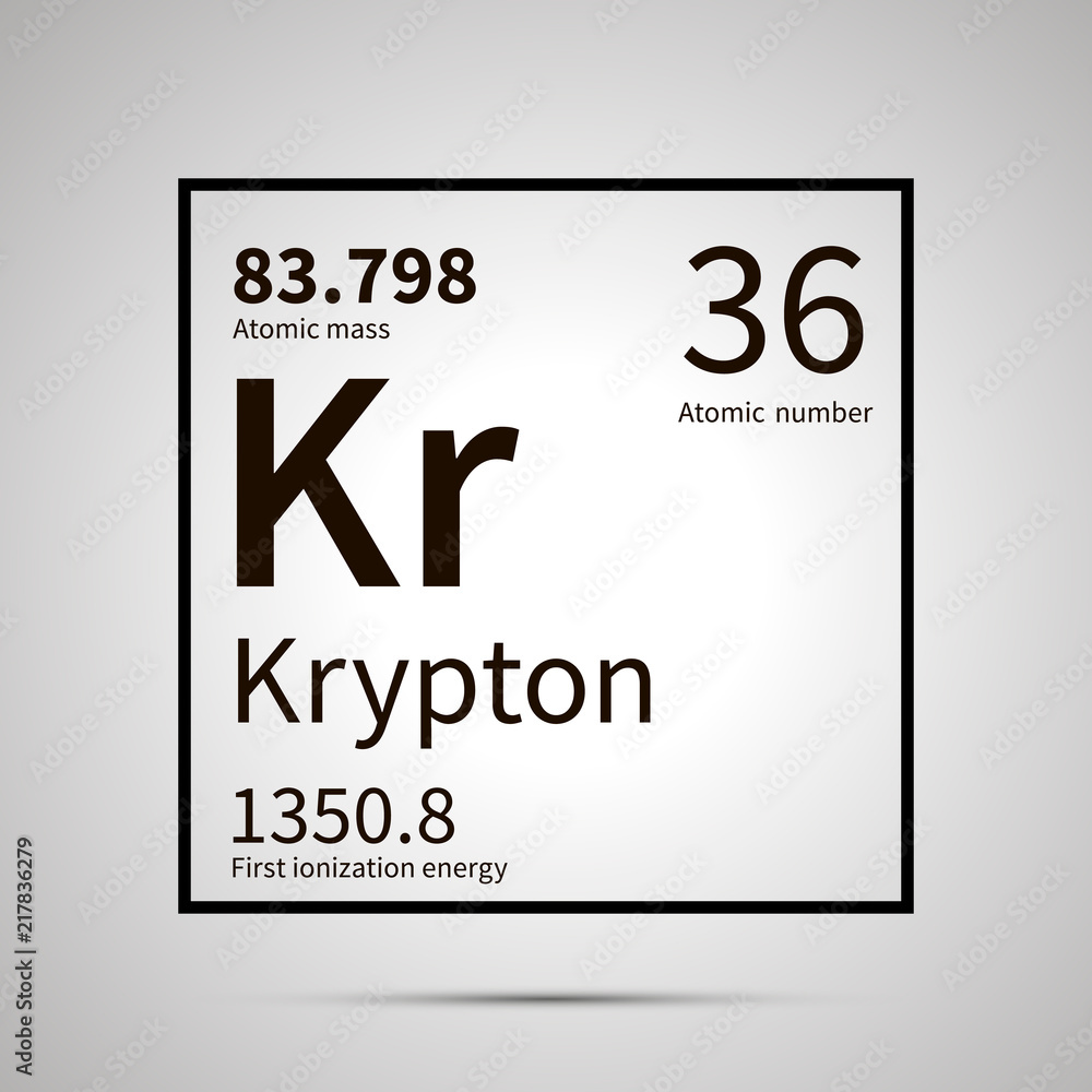 Krypton chemical element with first ionization energy and atomic mass ...