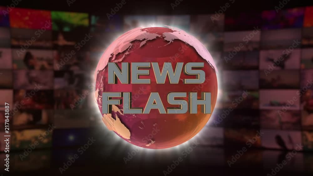 News Flash On Screen 3D Animated Text Graphics Over Spinning Animated ...