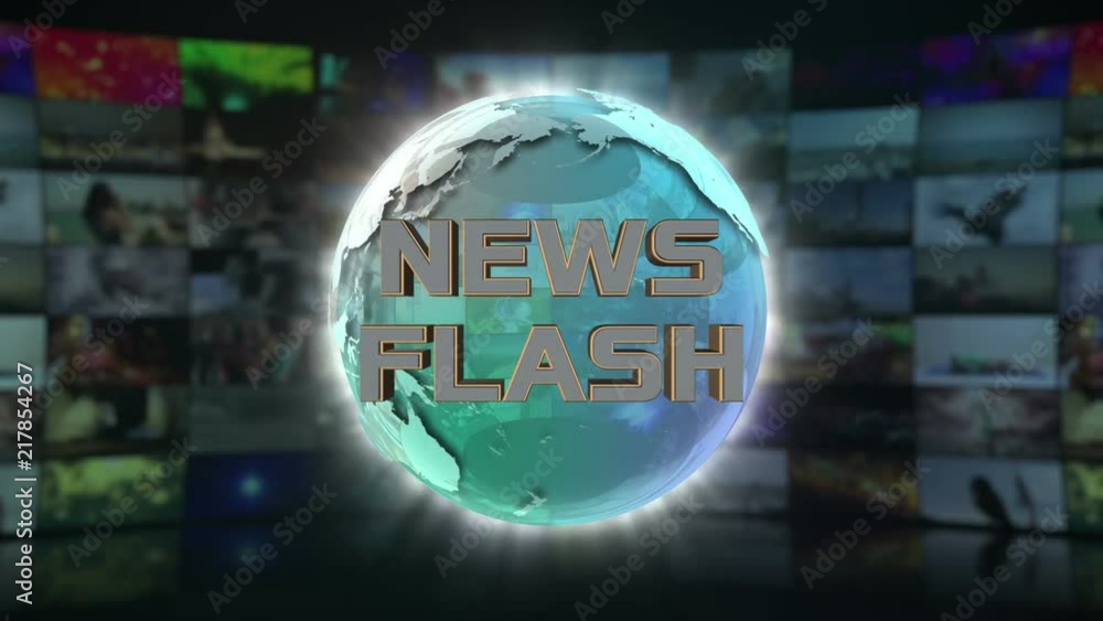 News Flash On Screen 3D Animated Text Graphics Over Spinning Animated ...