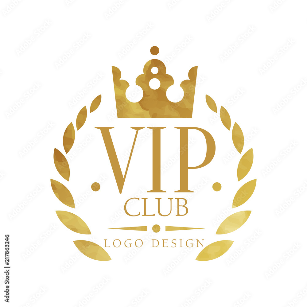 VIP club logo design, luxury elegant golden badge for boutique ...
