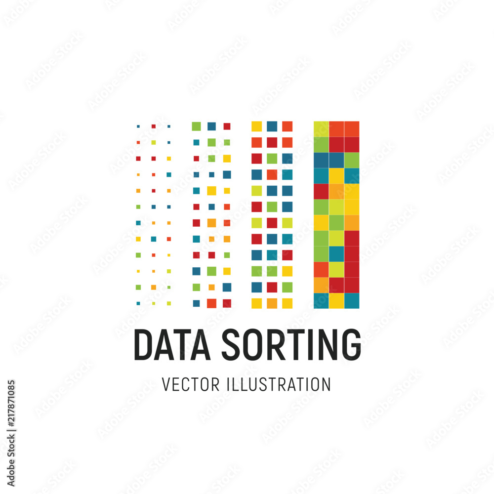 Data sorting vector illustration. Big data base vector emblem ...