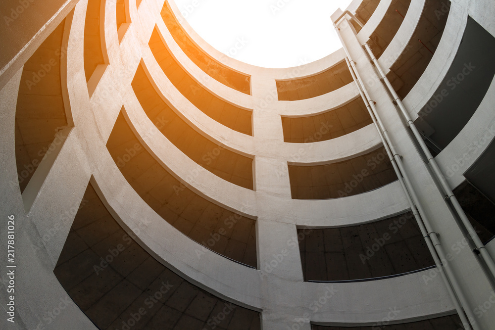 beautiful texture of spiral ramp slope for parking space at a building ...