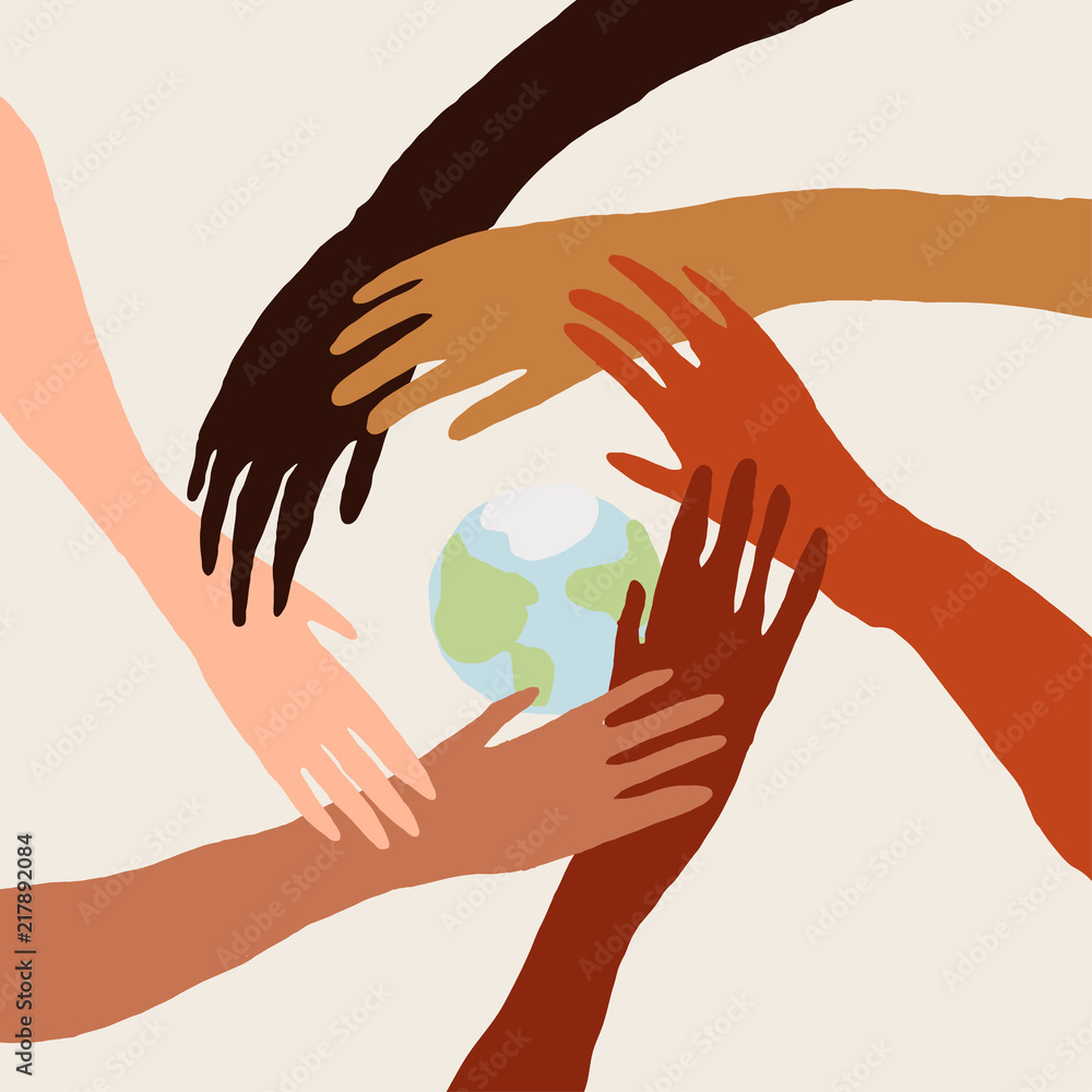 Illustration of a people's hands with different skin color together ...