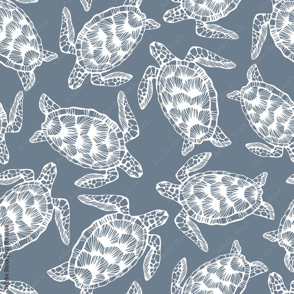 Seamless pattern with sea turtles. Stock Vector | Adobe Stock