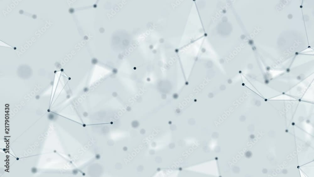 Movement of particles. Depth of field. Transforming structure. Blue ...