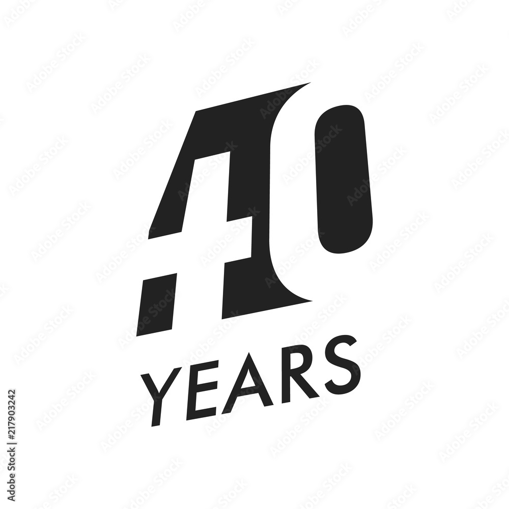 Forty years vector emblem template. Anniversary symbol, negative space ...