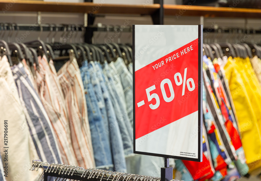 Vertical Price Sign in Store Mockup Stock Template | Adobe Stock