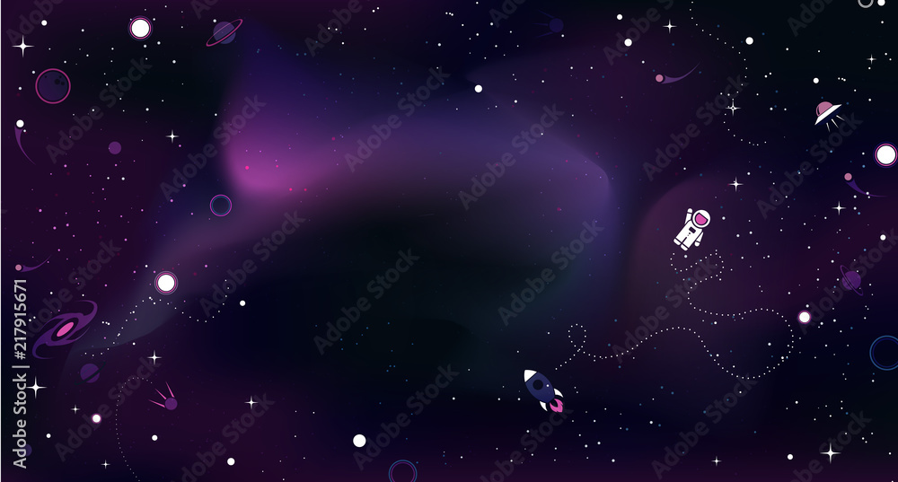 Vector flat space design background with small elements Stock Vector ...