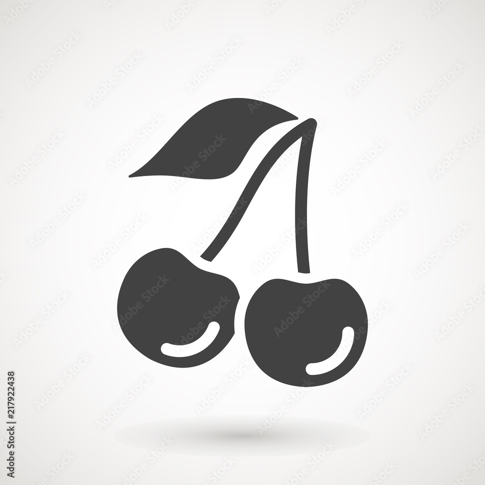 cherry icon, vector fruit illustration, fresh healthy sweet cherries ...