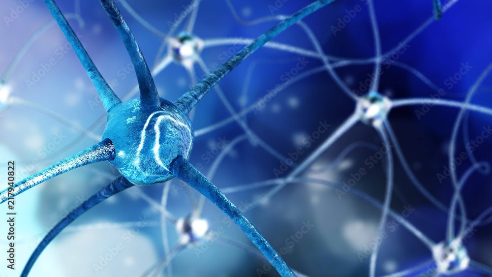 Nerve node, neural network, Nervous system. 3D rendering Stock ...