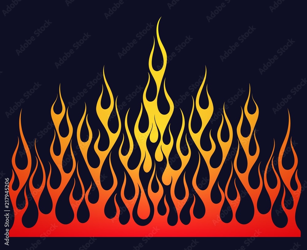 Fire flames, red and yellow gradient colored, isolated vector element ...