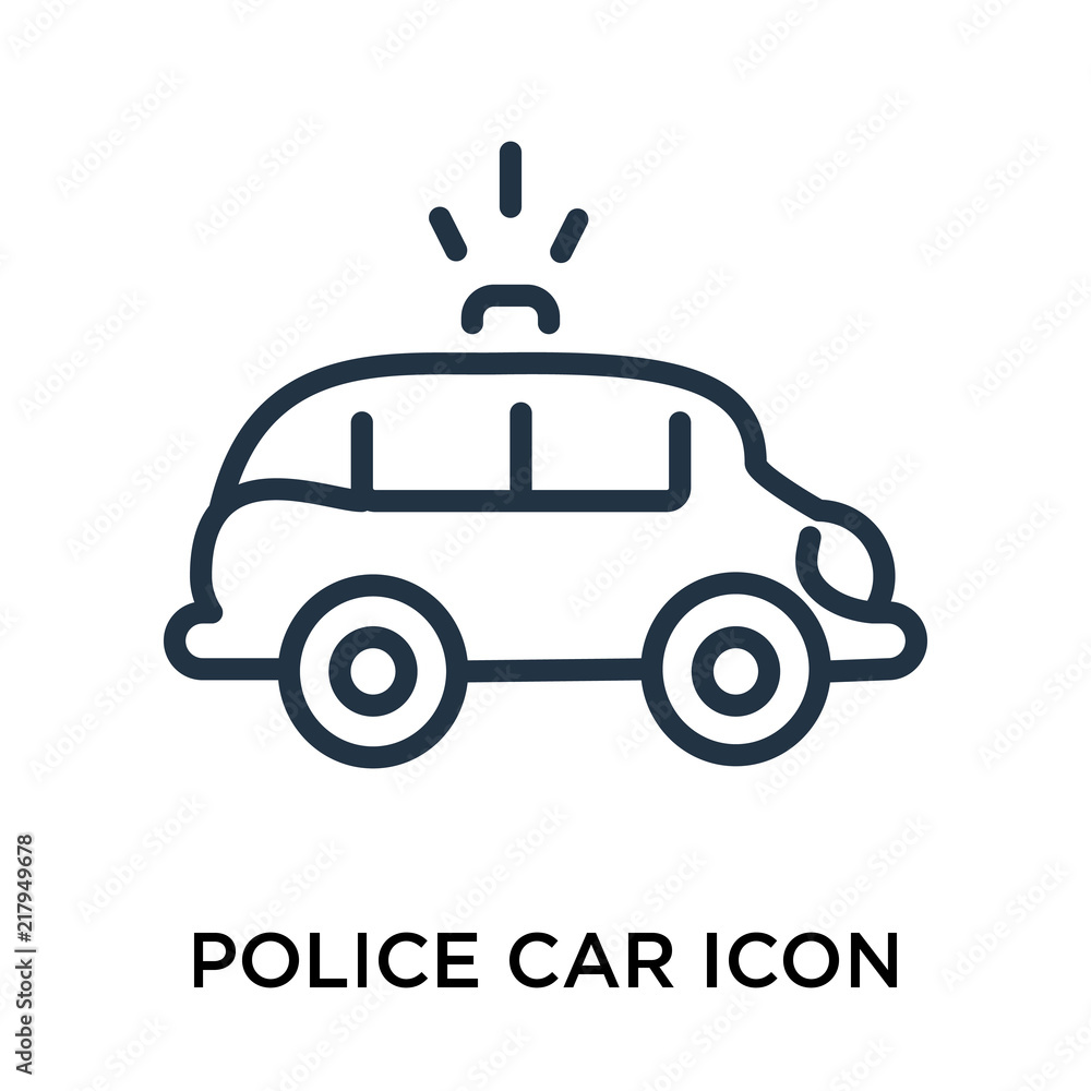 Police car icon vector isolated on white background, Police car sign ...
