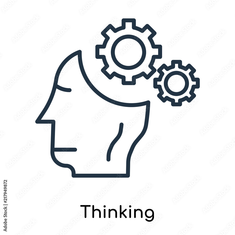 Thinking icon vector isolated on white background, Thinking sign , thin ...