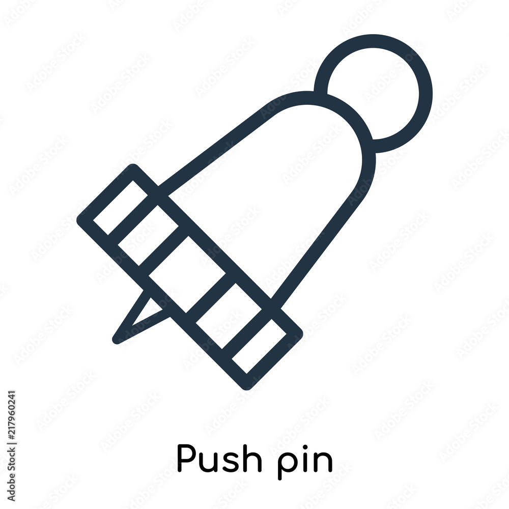 Push pin icon vector isolated on white background, Push pin sign , thin ...