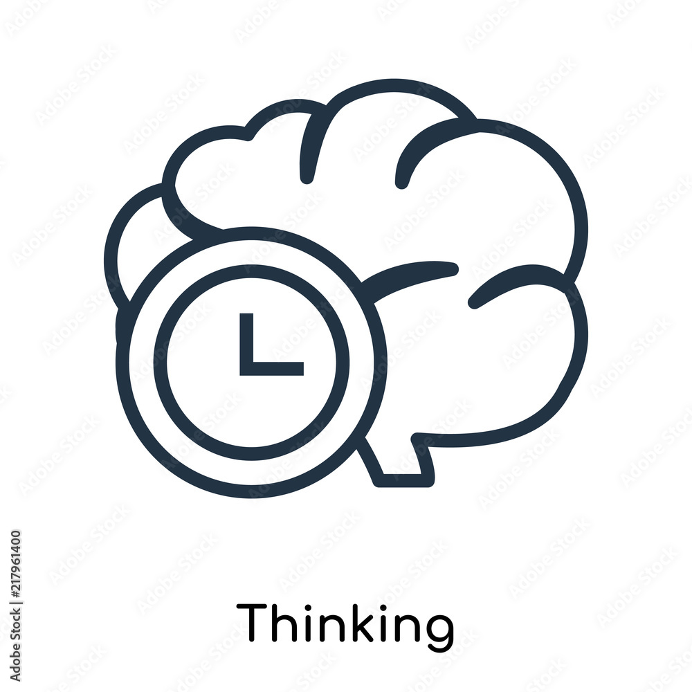 Thinking icon vector isolated on white background, Thinking sign , thin ...