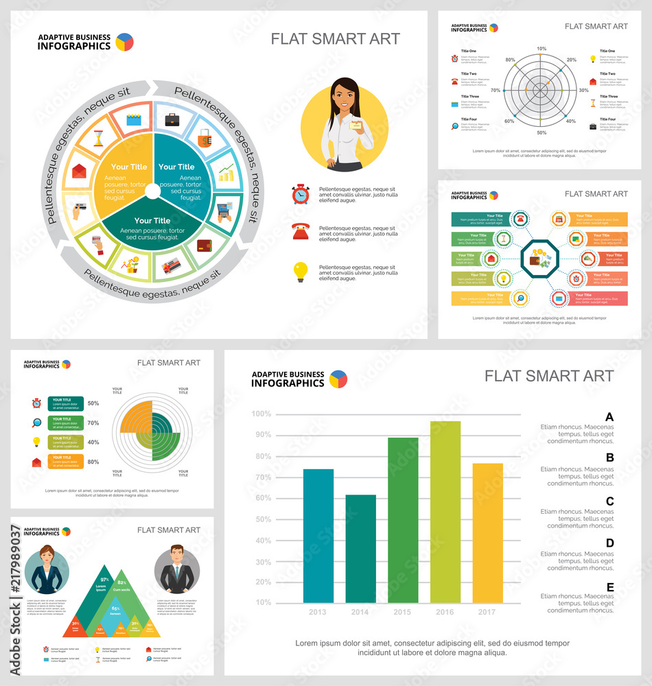 Colorful analysis or statistics concept infographic charts set ...