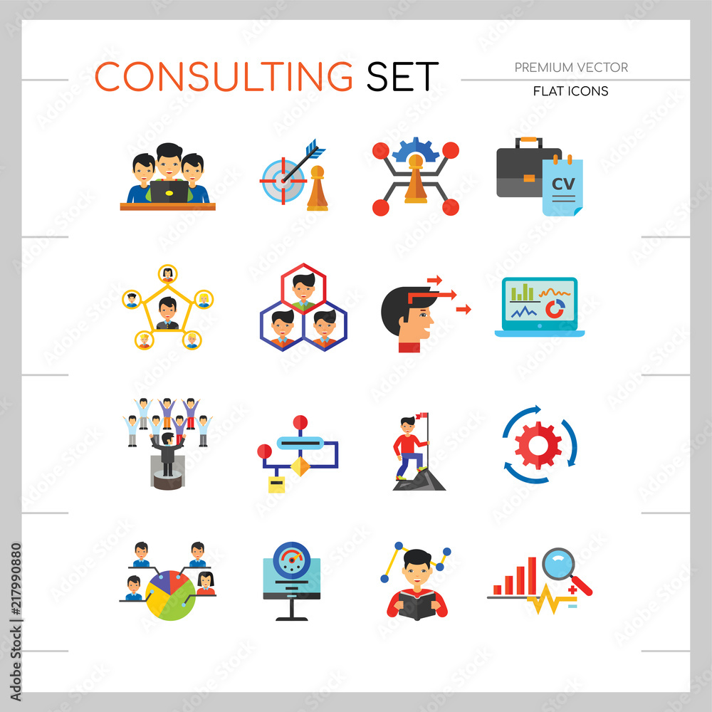 Consulting Icon Set. Changes Adaption Control Monitoring Strategic ...
